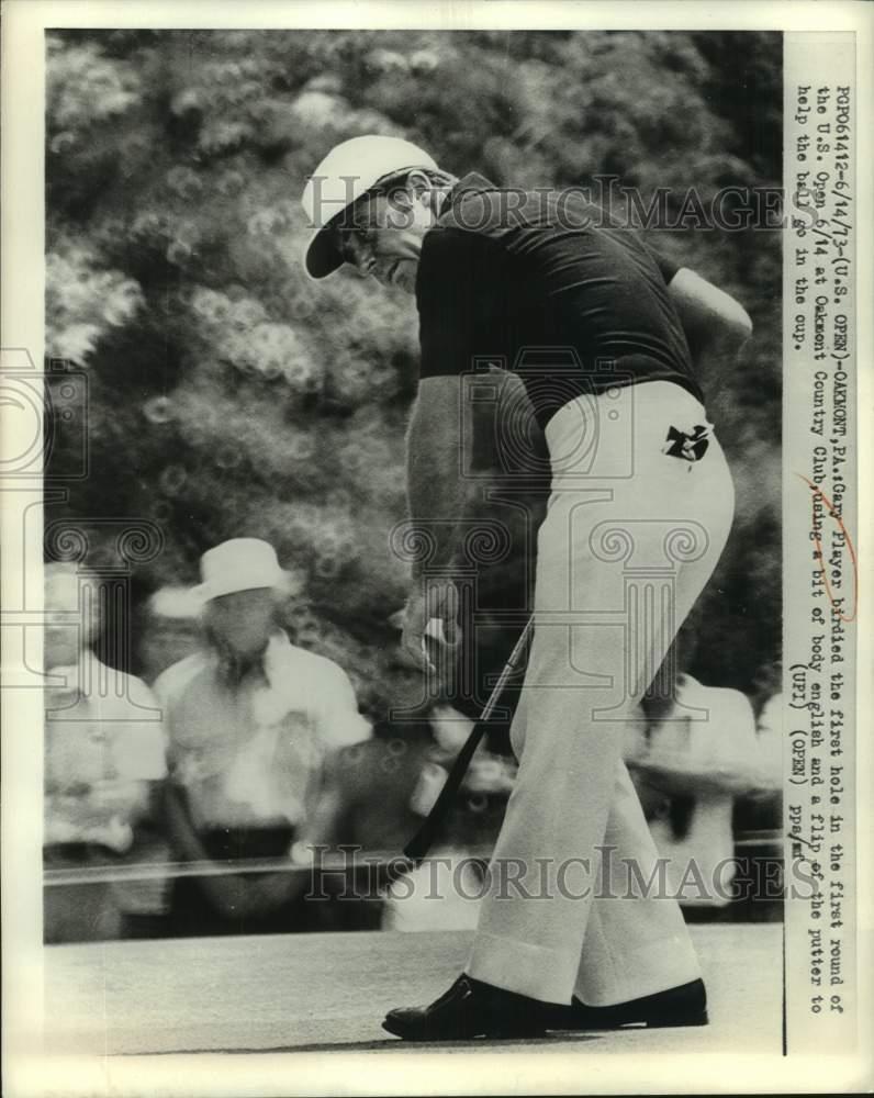 1973 Press Photo Gary Player plays golf at the U.S. Open, Oakmont ...