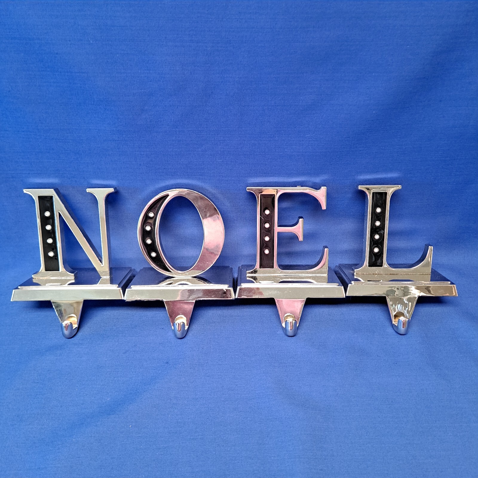 Harvey Lewis Metal NOEL Christmas STOCKING HANGER Holder Mantel Letters ...