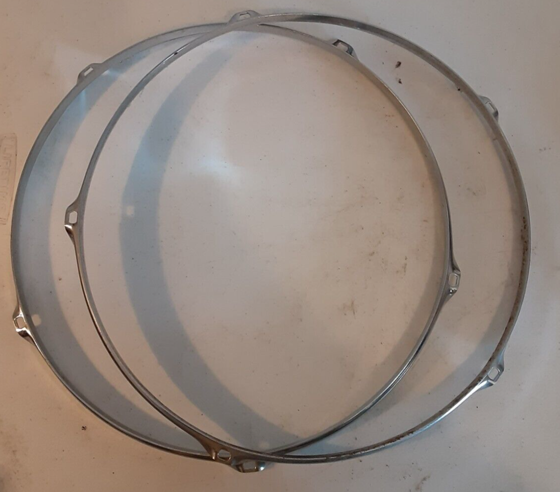 set of 2 13" metal tom drum rim hoop, 5 lug, from Mark II kit, rust ...