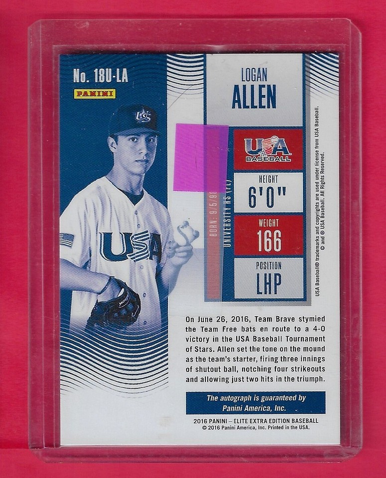 LOGAN ALLEN 2016 Panini Elite Extra Edition Season Ticket AUTO CRACKED ...