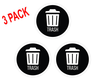 Set of 3 Trash Sticker Decals for trash cans premium viny, Home ...