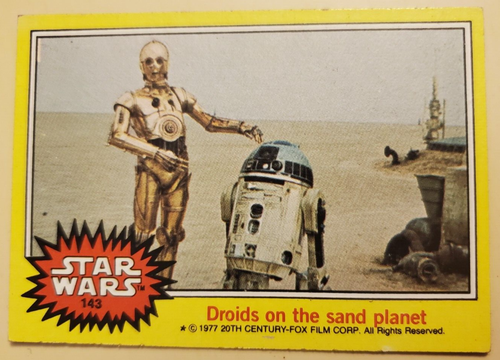 1977 Topps STAR WARS Yellow Series 3 #143 Droids on the Sand Planet R2 ...