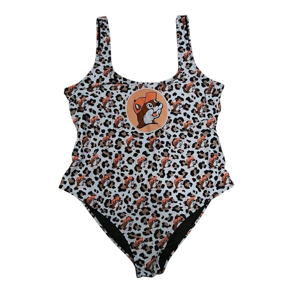 Buc-ees Women's Cheetah Logo Print One Piece Swimsuit Bathing Suit ...