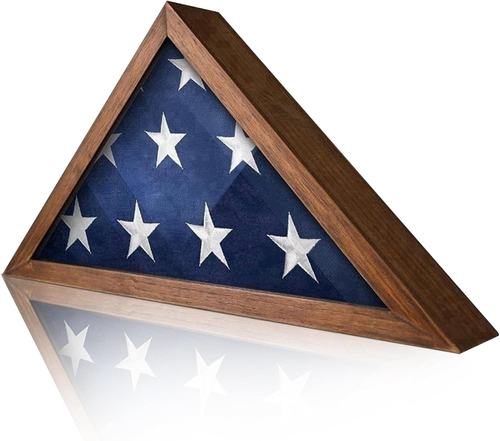 Flag Case for Burial Flag, Triangle Flag Box 17.3X3.4X9'' Wood Flag ...