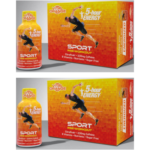 5 Hour Energy Sport Pre-Workout Vital Orange 1.93 fl.oz (2 Boxes) 6 ...
