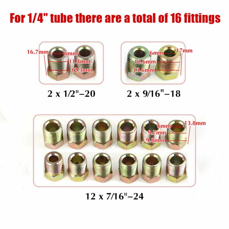 35pcs Brake Line Fitting Nuts Kit for Inverted Flares Long lasting ...