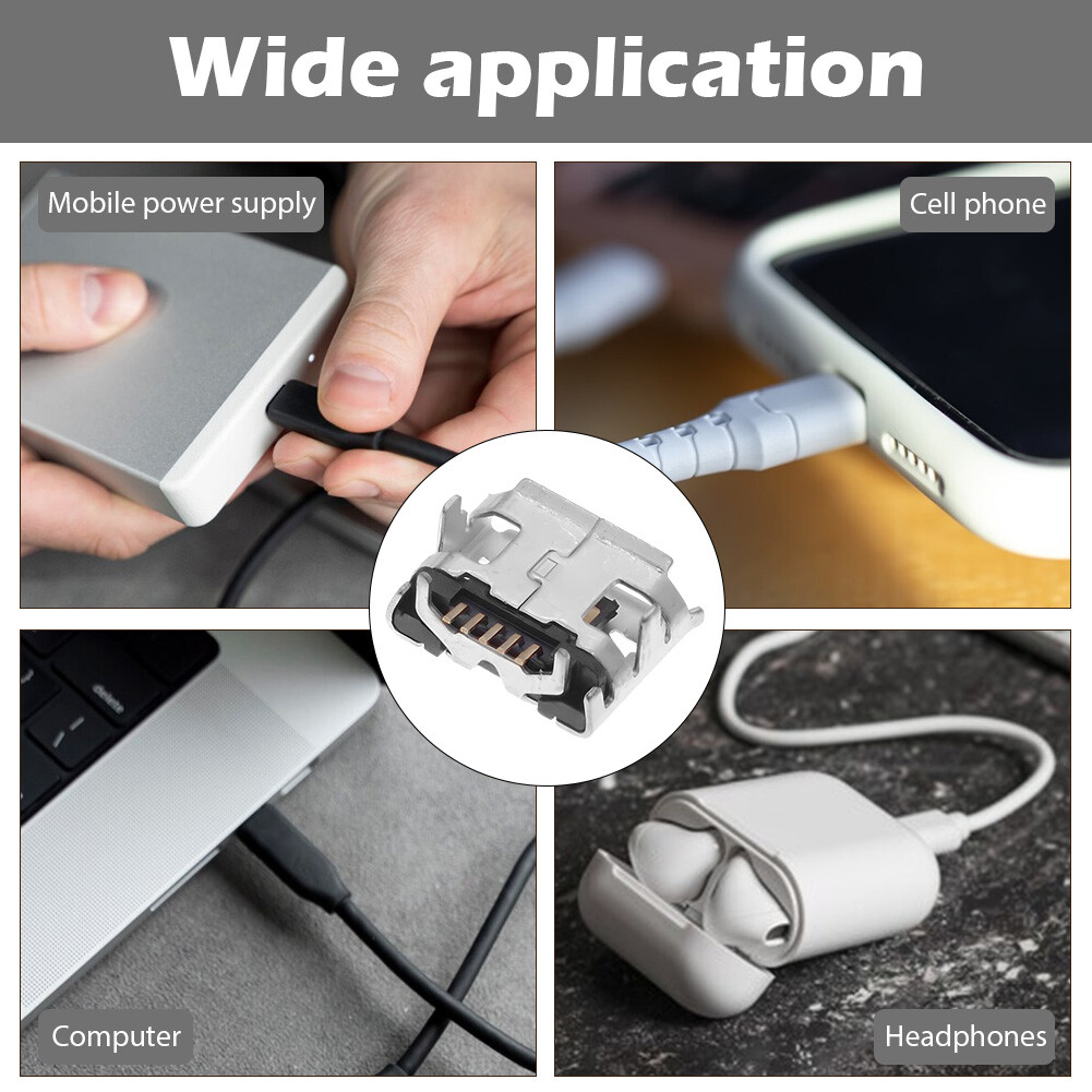 10pcs Phone Micro USB Female Socket Connector Jack Keyboard 5 Pins ...