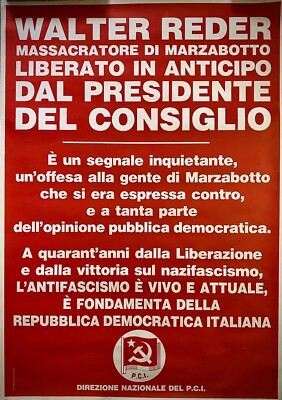 Walter Reder - P. c. I Affiches D'Origine Propagande Politique - 1985 ...