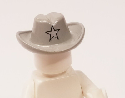 LEGO Minifigure Gray Cowboy Hat with Star Sheriff Cap Narrow Brim ...