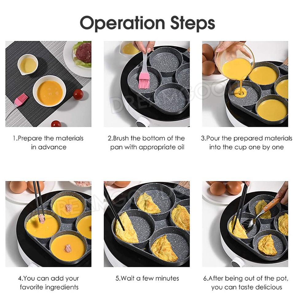 Mini Fried Egg Pancake Burger Pan Non Stick Breakfast Egg Maker Pan ...