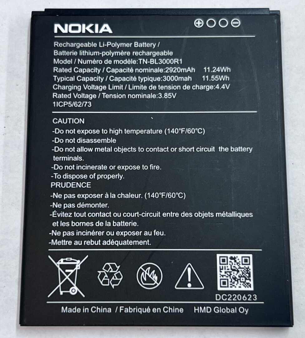 Nokia OEM C100 N152DL Lithium Ion Battery | For Nokia | TN-BL3000R1 ...