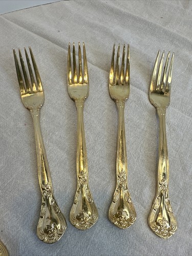 Godinger GRAND MASTER Gold Electro Plate Dinner Forks Set of 4 7 1/2 ...