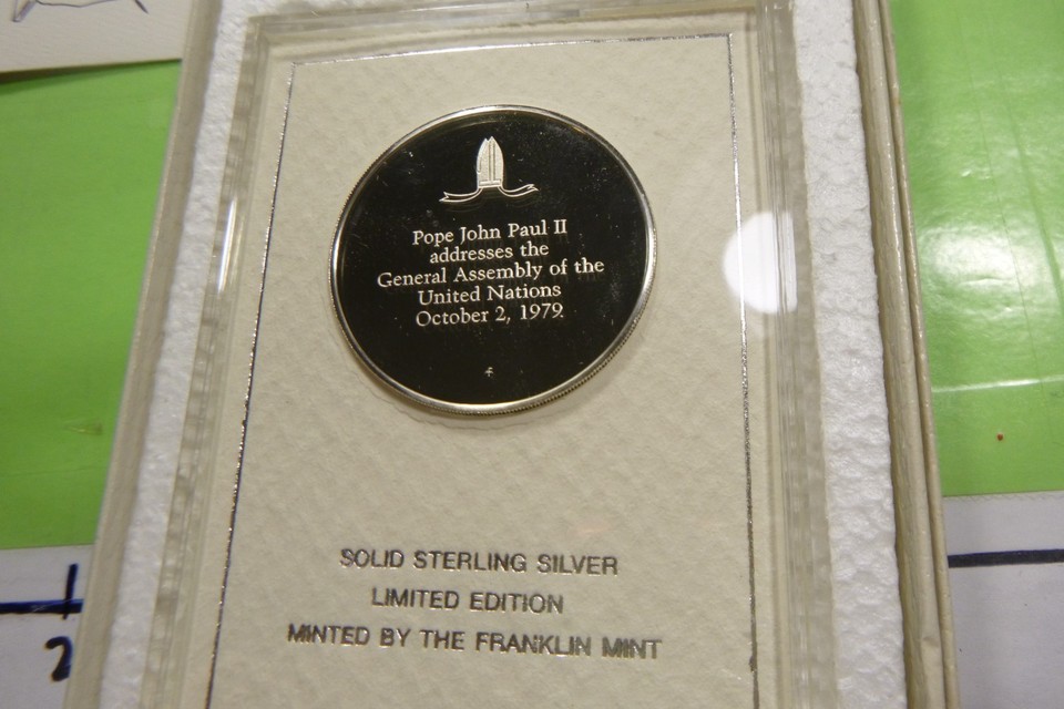 POPE JOHN PAUL II CATHOLIC CHURCH VISIT UNITED STATES SILVER COIN CASE ...