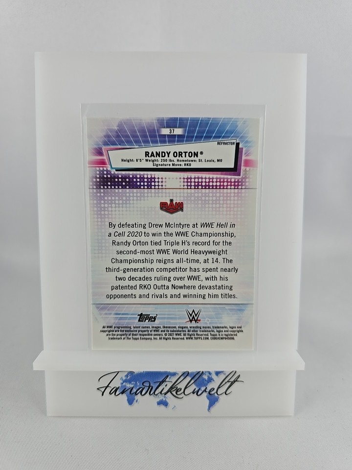 Randy Orton 2021 Topps Chrome Wwe Refractor #37 Wwf Wcw Aew Wrestling ...