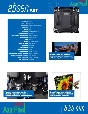 Absen Outdoor LED video wall A6T P6.25 Rental panels with accessories ...