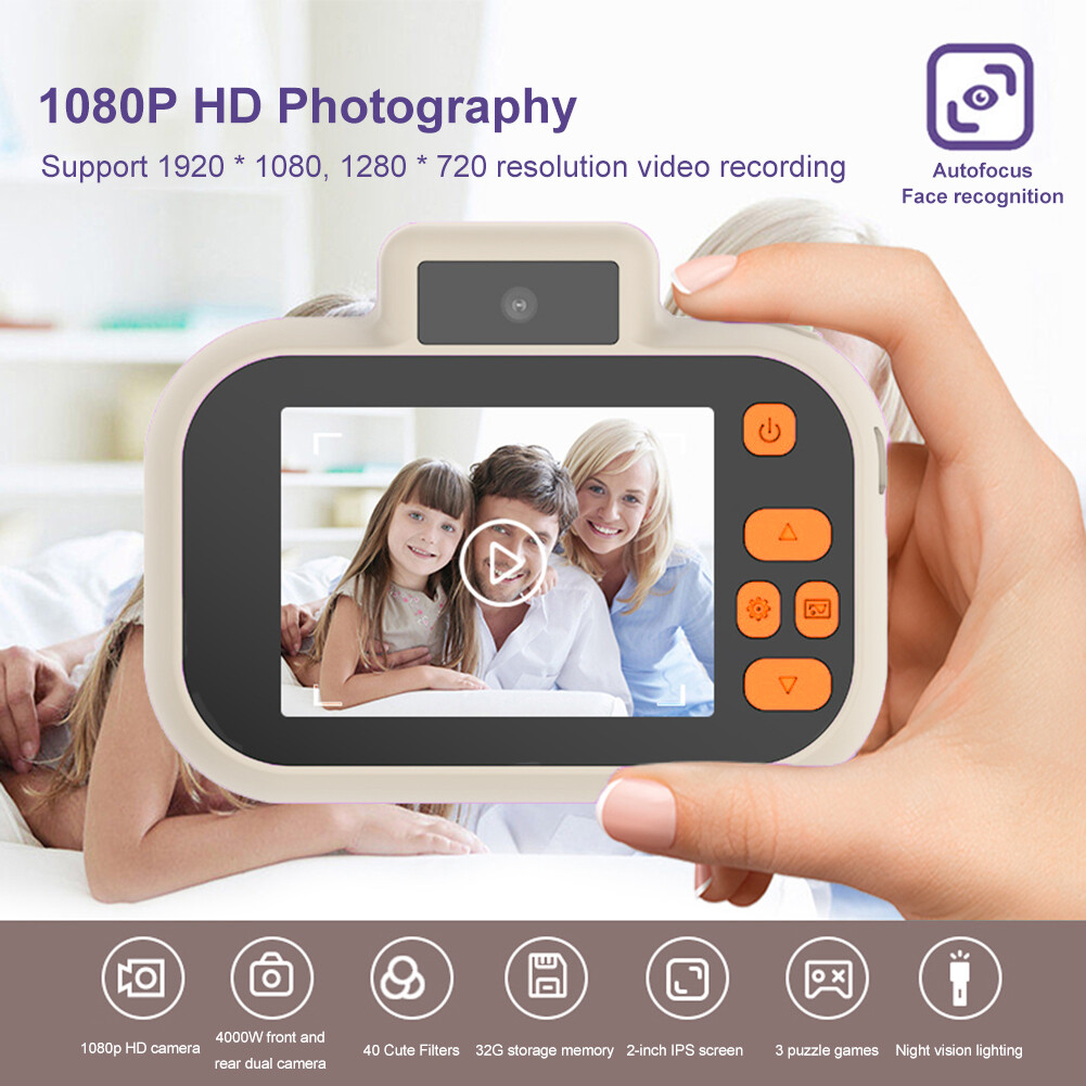 Cartoon Kid Camera 2 inch IPS Screen Digital Photo Camera with 32G Card ...