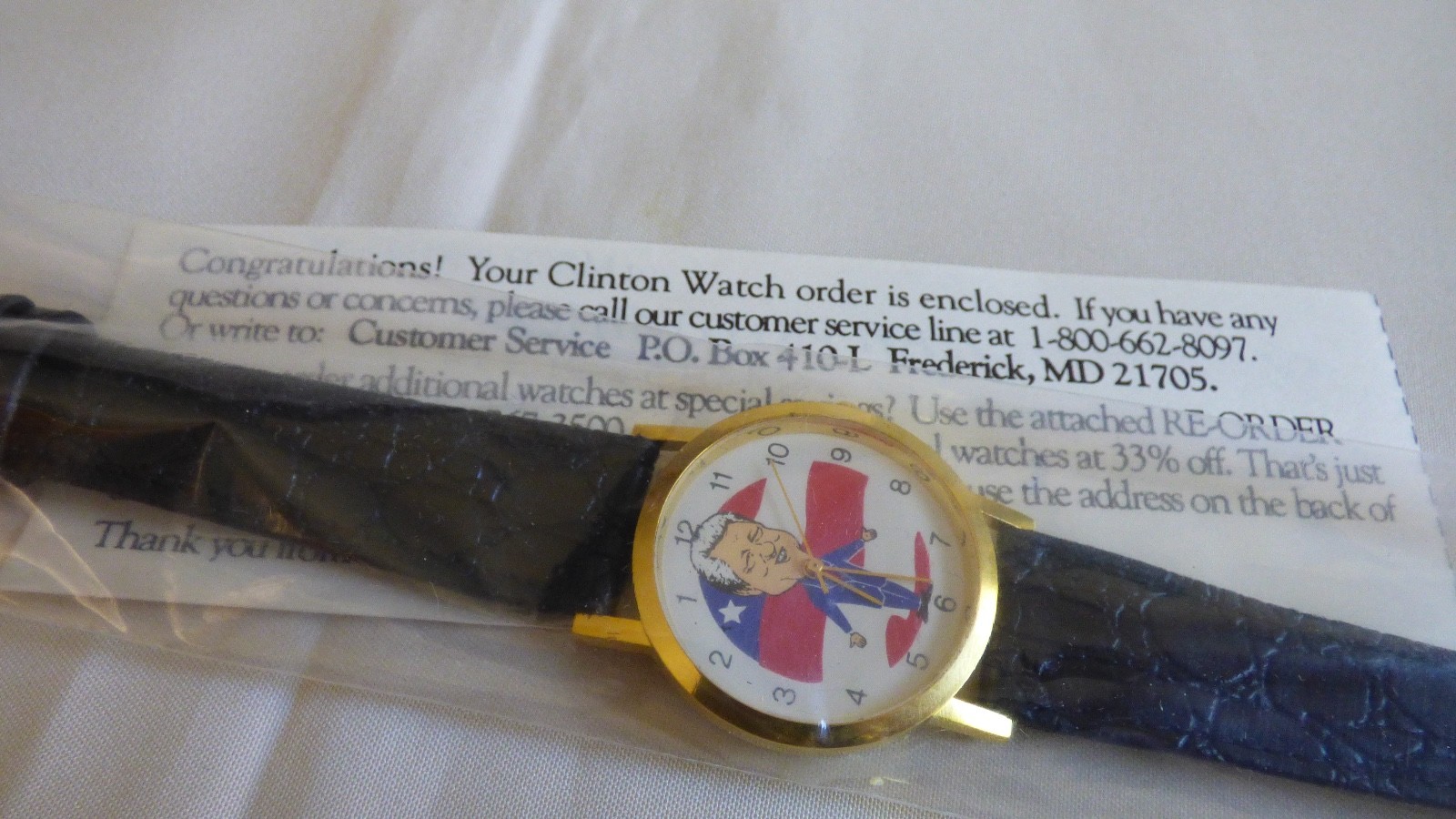 President Bill Clinton Backwards Black Pebbled Leather Watch New in box ...