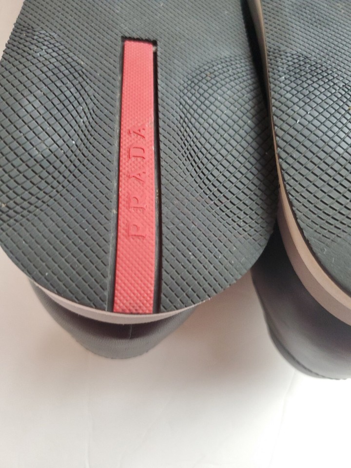 Prada Americas Cup Black Gray Cream Platform Sneakers Shoes 4E 2352 Size 10... | eBay