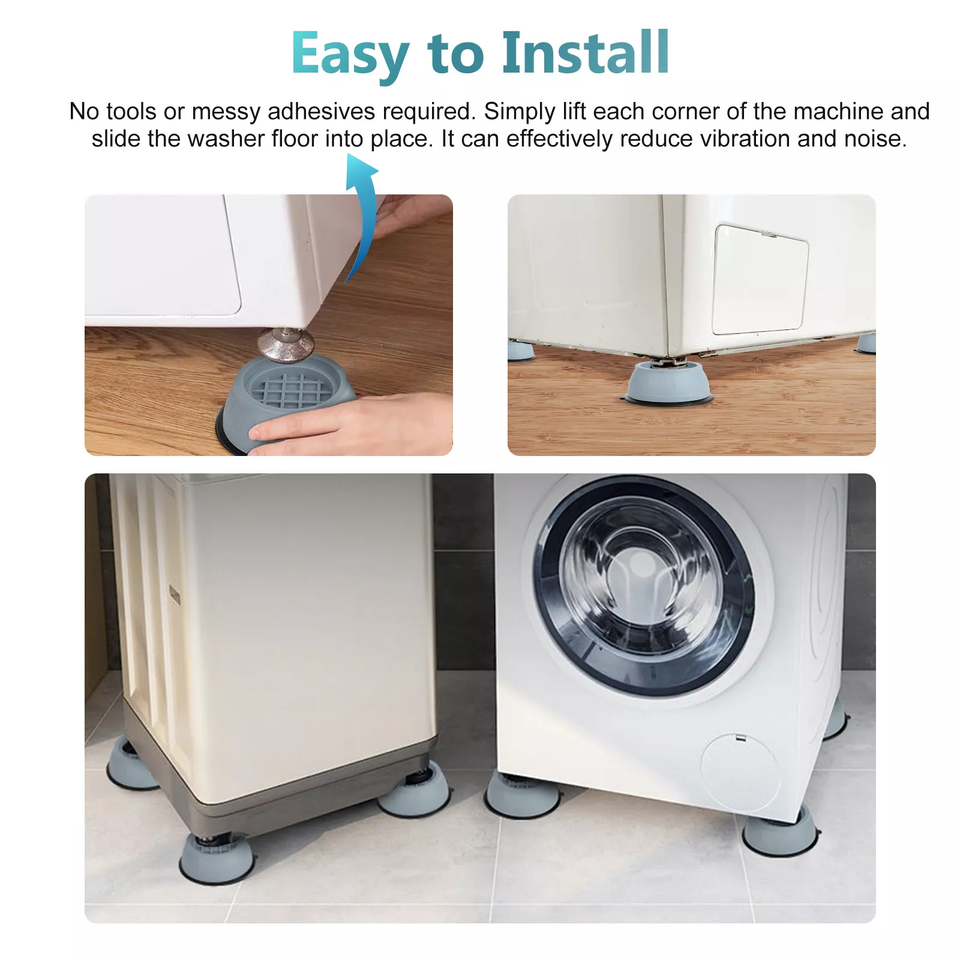 8PCS Anti-Vibration Washing Machine Mats Support Anti-Slip Rubber Feet ...