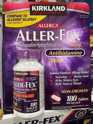 Aller-Fex Fexofenadine HCI 180mg Allergy Relief 24 Hours, 180 Tablets ...