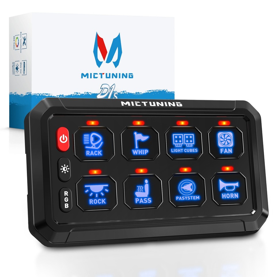 RGB 8 Gang LED Switch Panel On-Off Circuit Control For Jeep Off-Road ...