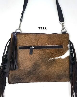 Real Cowhide Cross body Purse Handbag & Hand Clutch Cow Hide Leather ...