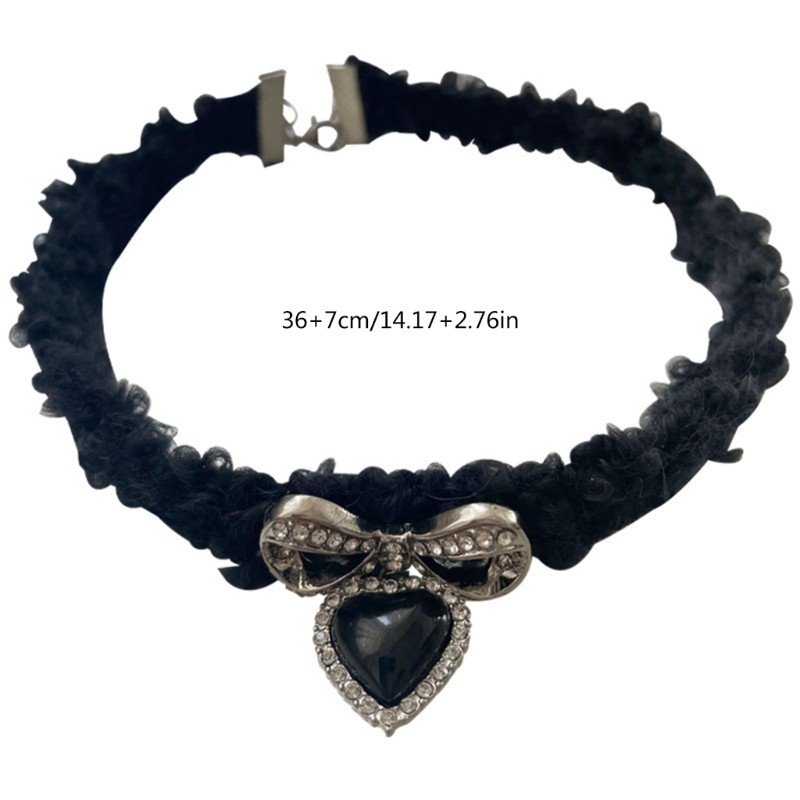 Trendy Plushy Love Necklace Bowknot Collarbone Chain Black Thread ...