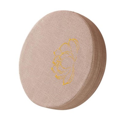 Beige Meditation Cushion Round Hard Foam Cotton Linen Detachable ...