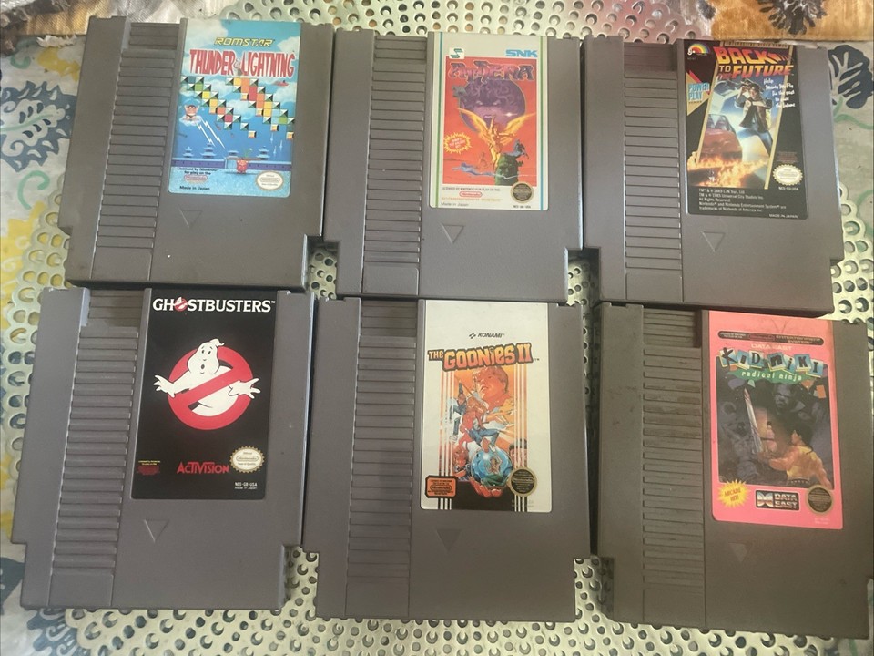 NES 14 Game Lot Mario Bros/Duck Hunt Gradius Caveman Games Bionic ...