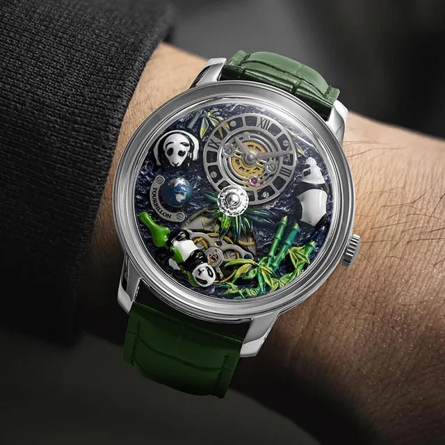 2025 Luxury Panda Series Rotating Crystal Ball Mechanical Men’s Watch ...