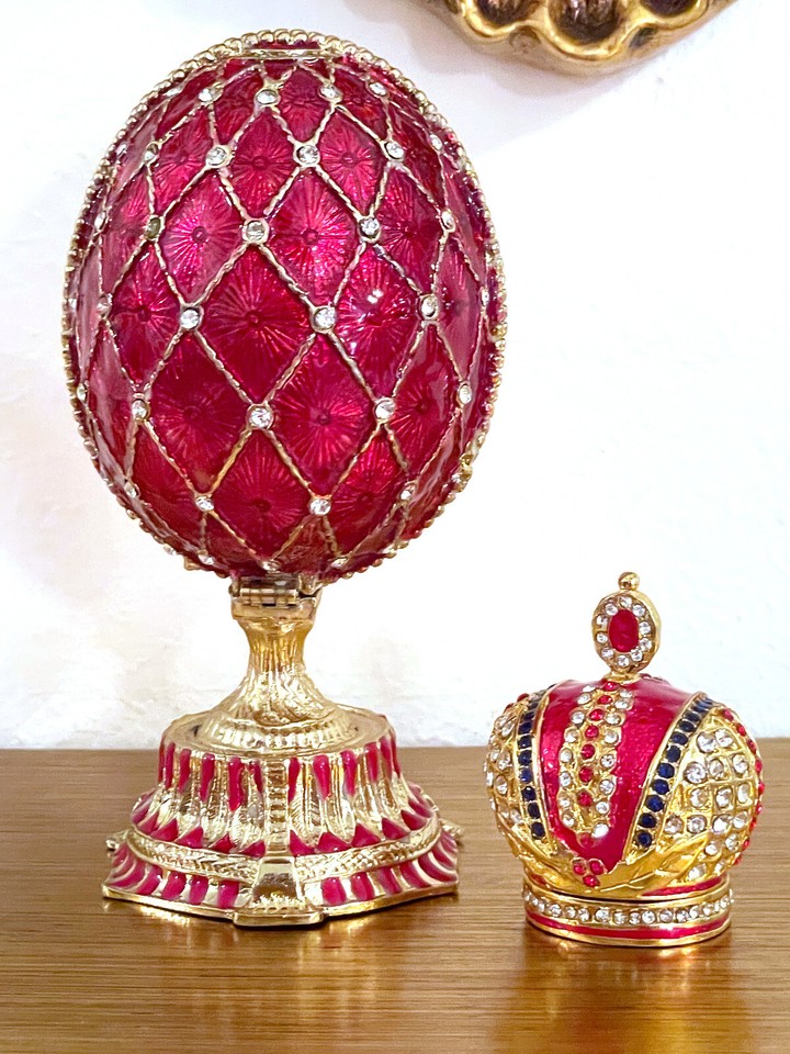 Designer Ruby Faberge Eggs Imperial Royal Faberge egg Trinket Swarovski ...