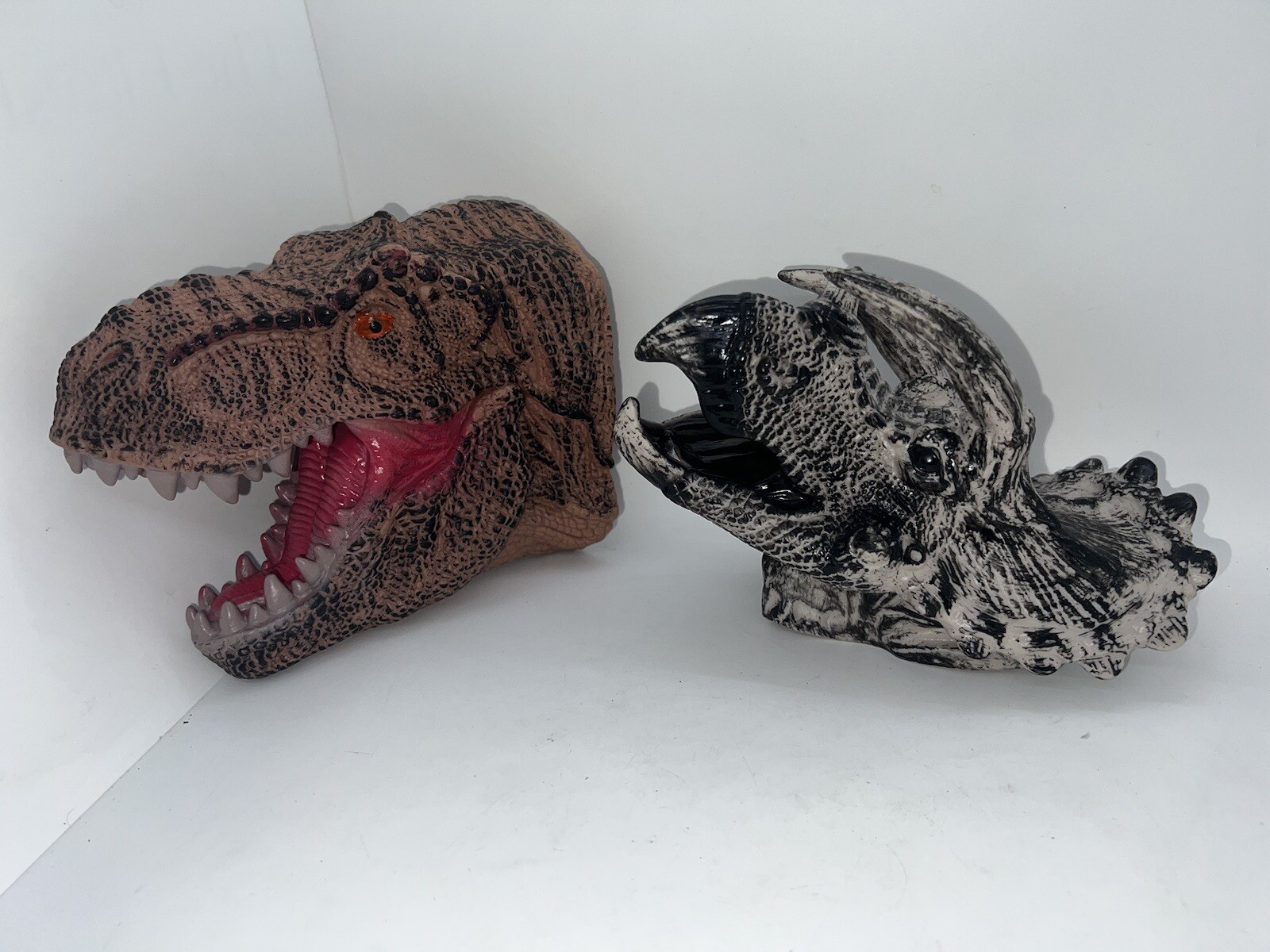 Realistic Dinosaur Rubber Hand Puppet Tyrannosaurus Rex & Triceratops ...