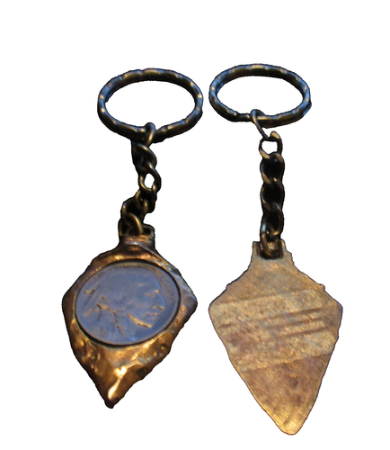 ARROWHEAD KEY CHAIN METAL INDIAN HEAD NICKLE 1936 VERY GOOD FREE ...