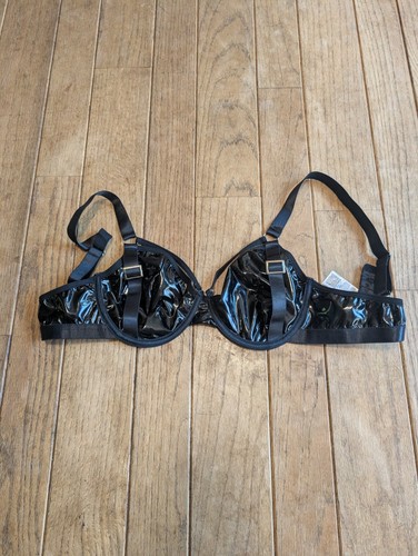 Women's Pleather Strappy Bra With Metallic Accents Size Medium | eBay