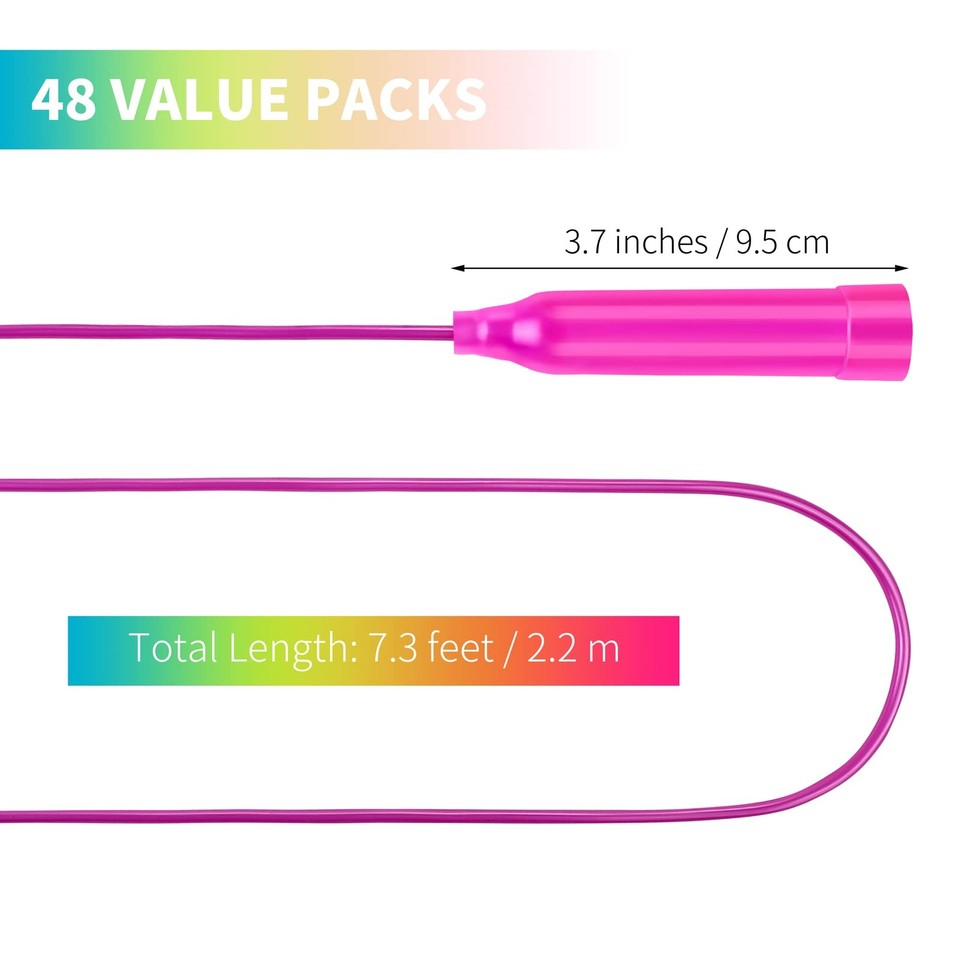 Aneco 48 Pack Kids Jump Rope Set 7.3 Feet Outdoor Ropes Colorful ...