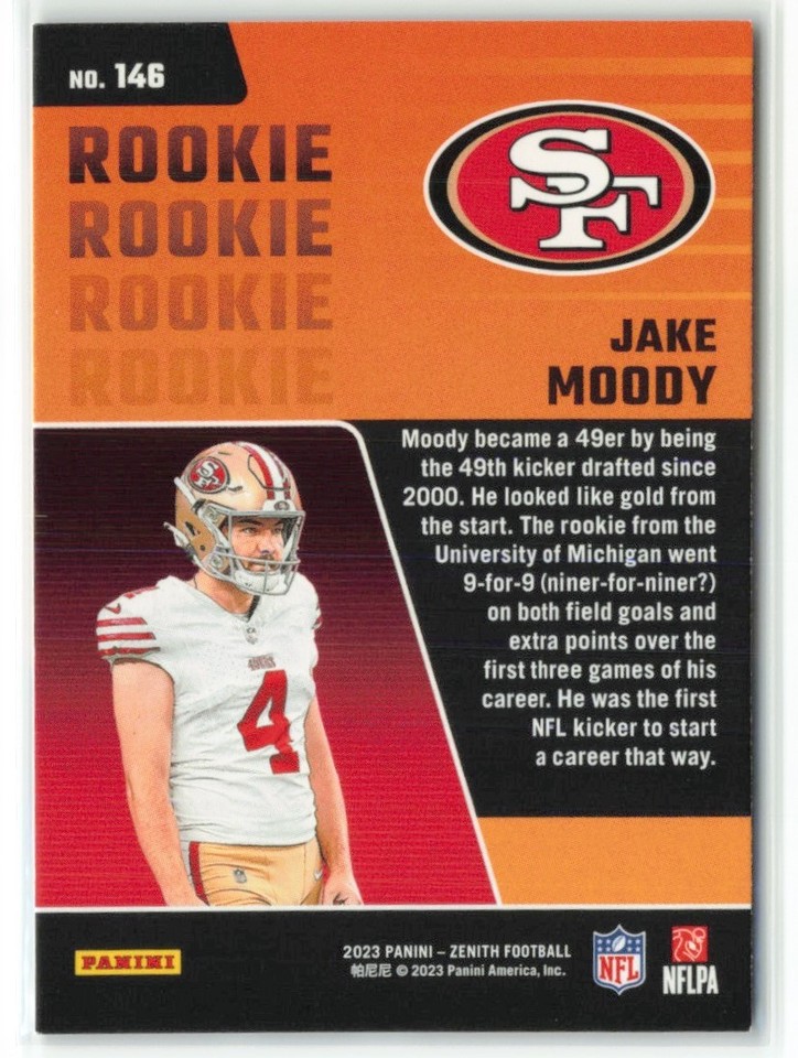Jake Moody RC 2023 Panini Zenith San Francisco 49ers #146 | eBay