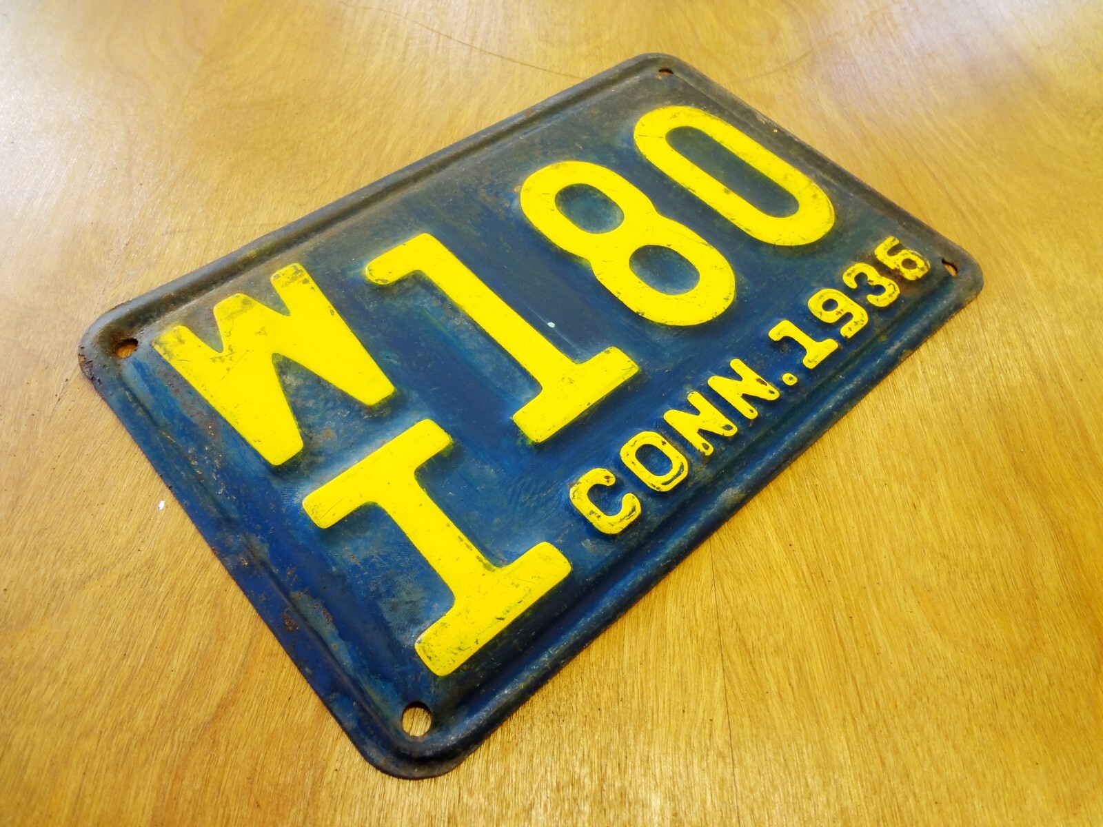1936 Connecticut License Plate Original CT Tag Plate WI 180 Ford Hot ...