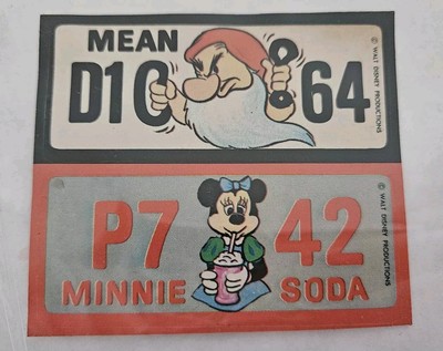 VTG Disney Collectible License Plate Stickers Grumpy Minnie Mouse | eBay