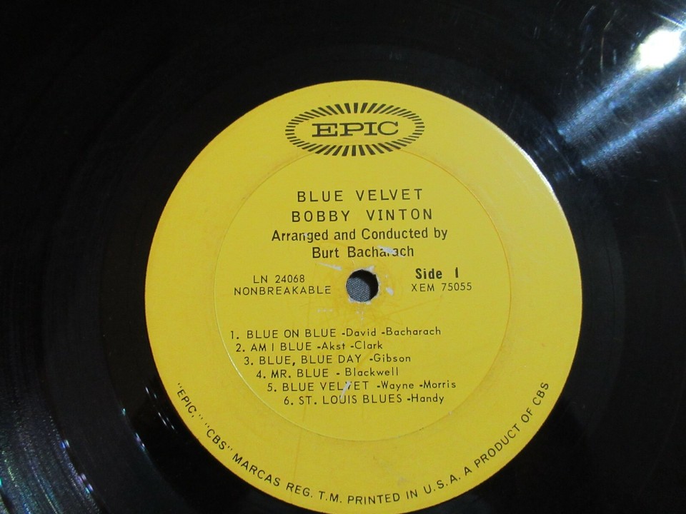 Bobby Vinton: Blue Velvet , LP / Album Epic LN 24068 / 1963 | eBay