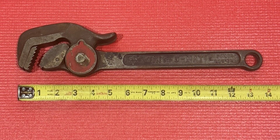 Trig-O-Matic 12" Pipe Wrench Spring Loaded Monkey Chicago USA VERY RARE ...