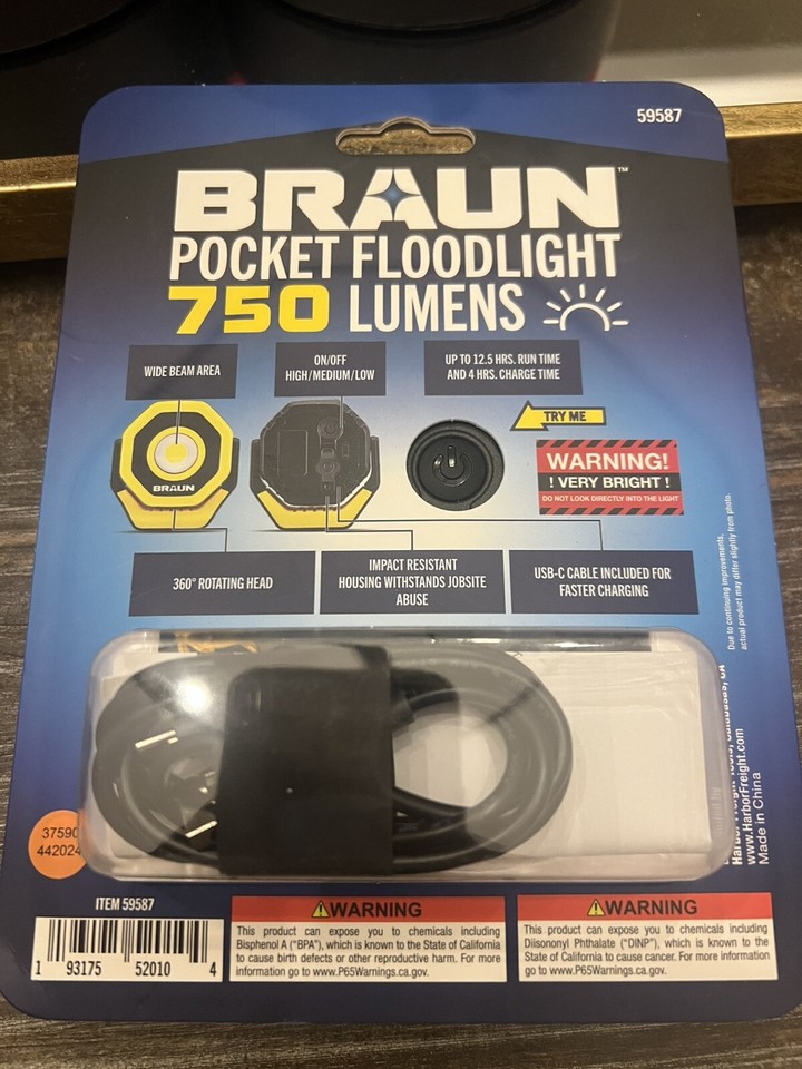 BRAUN 750 Lumen Rechargeable Ultra-Compact Magnetic LED Floodlight ...