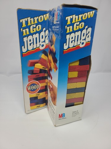 Jenga Throw 'n Go 1986 Game Milton Bradley Real Wood | eBay