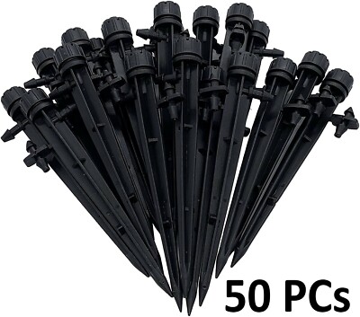 50pcs 360° Adjustable Water Flow Irrigation Drippers Stake Emitter Drip ...