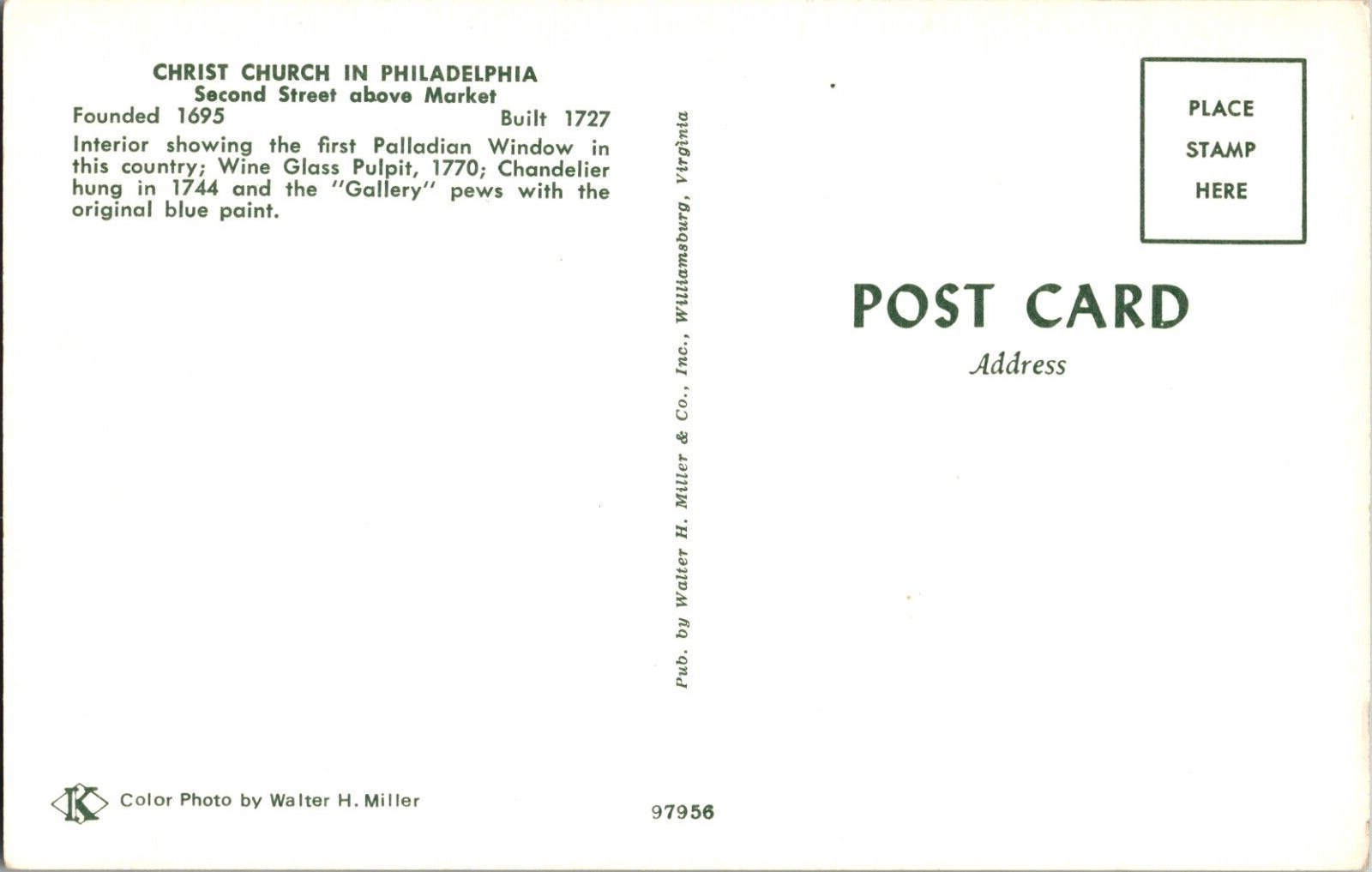 Postcard - Interior of Christ Church In Philadelphia, Pennsylvania (C6 ...