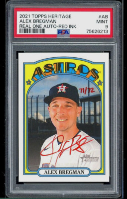 2021 Topps Archives Alex Bregman Real One Auto /72 Red Ink On Card PSA ...