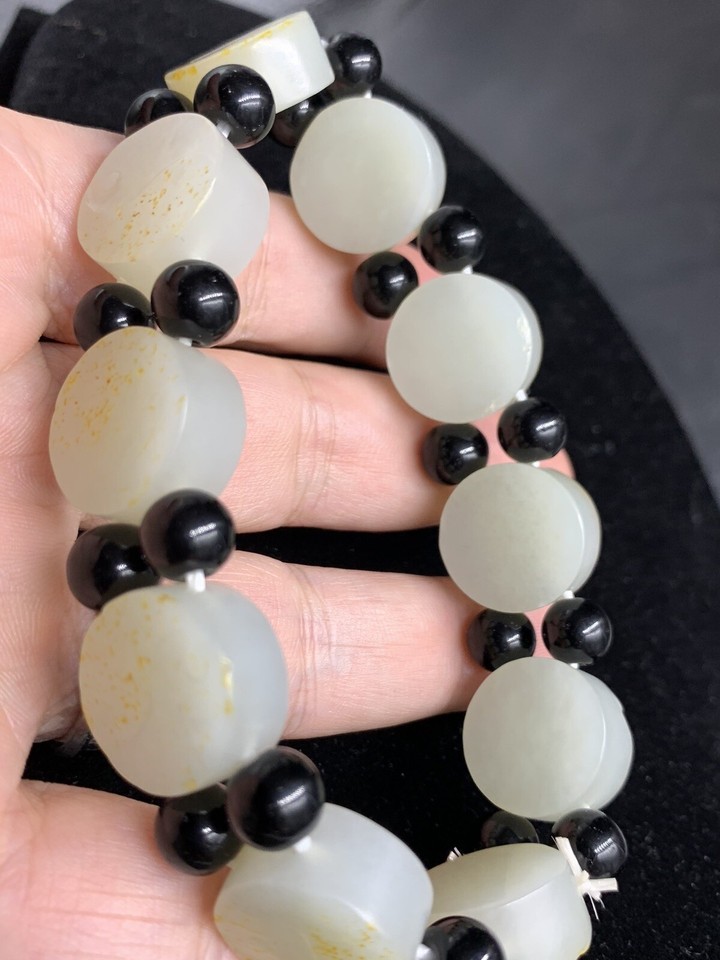 10x BIG Large Mutton Fat Jade Drum Beads Bracelet 72g Vintage | eBay