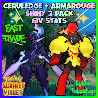 SHINY CERULEDGE + ARMAROUGE 2 PACK POKEMON SCARLET AND VIOLET EV'D ...