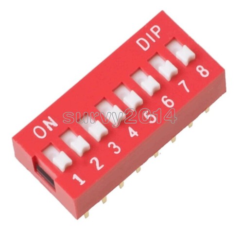 10PCS Slide Type Switch Module 2.54mm 8-Bit 8 Position Way DIP Red ...