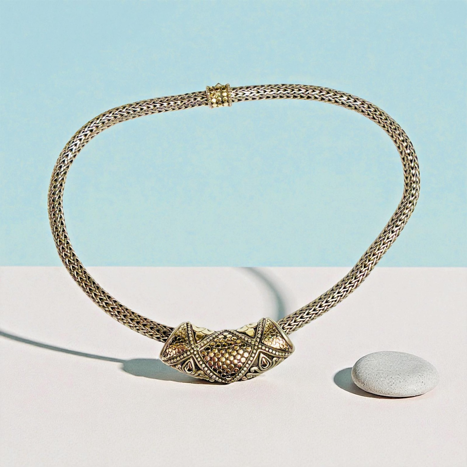 John Hardy Genuine Sterling Silver/18kt Yellow Gold Slide Dot 16" Chain ...