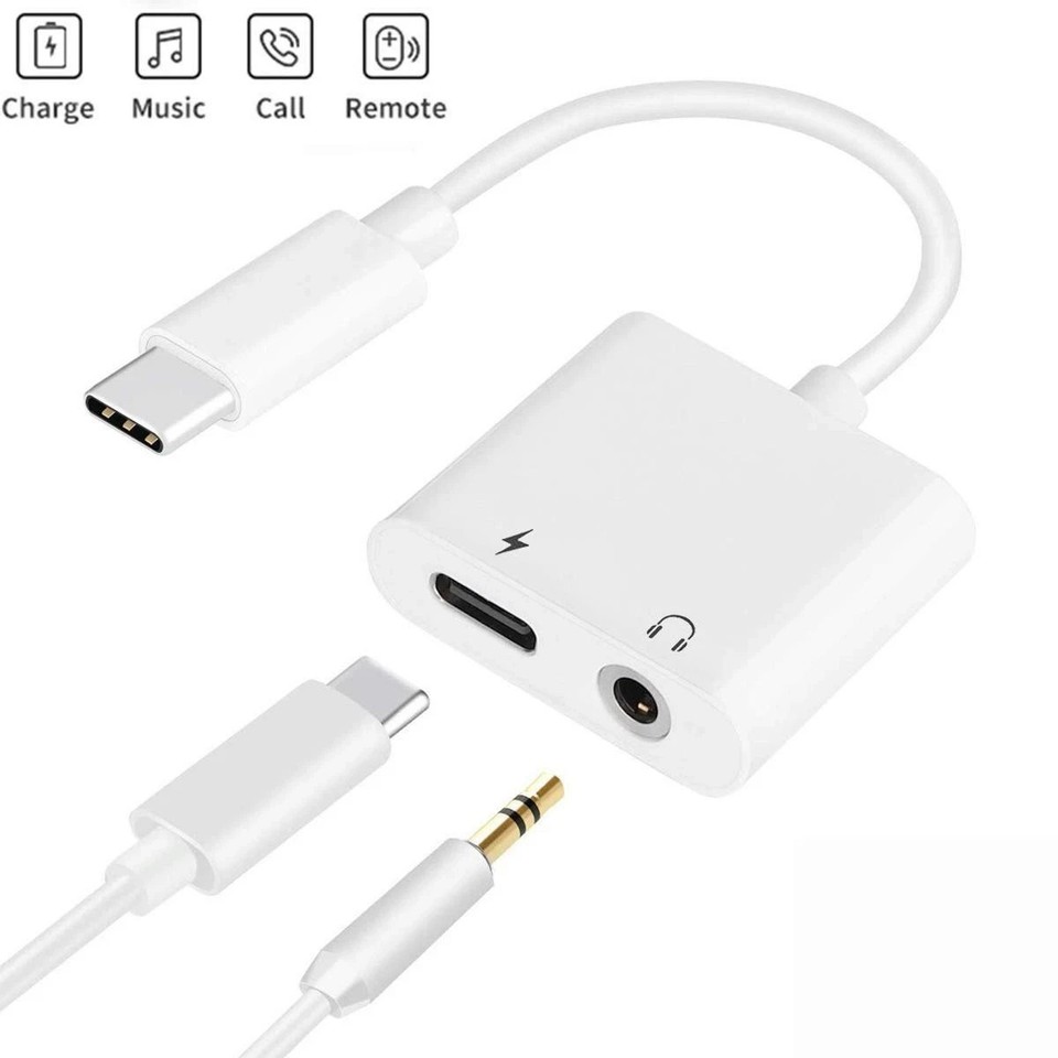 2 in 1 Headphone Adapter Splitter Jack Dongle 3.5mm Aux Charger for IOS ...